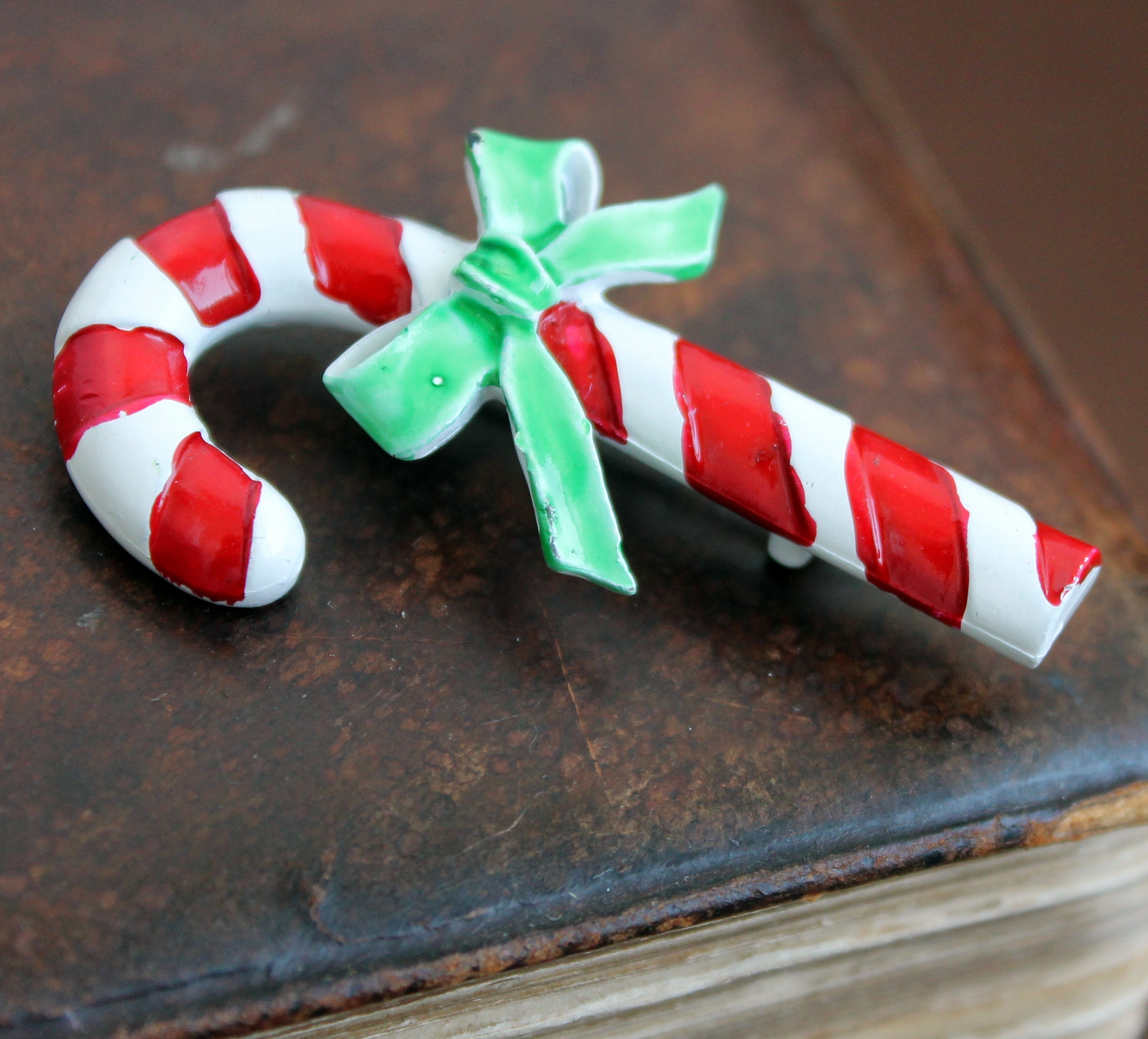 Vintage Enameled Candy Cane Pin Christmas Gerrys Brooch Holiday Jewelry ...