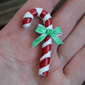 Vintage Enameled Candy Cane Pin Christmas Gerrys Brooch Holiday Jewelry ...