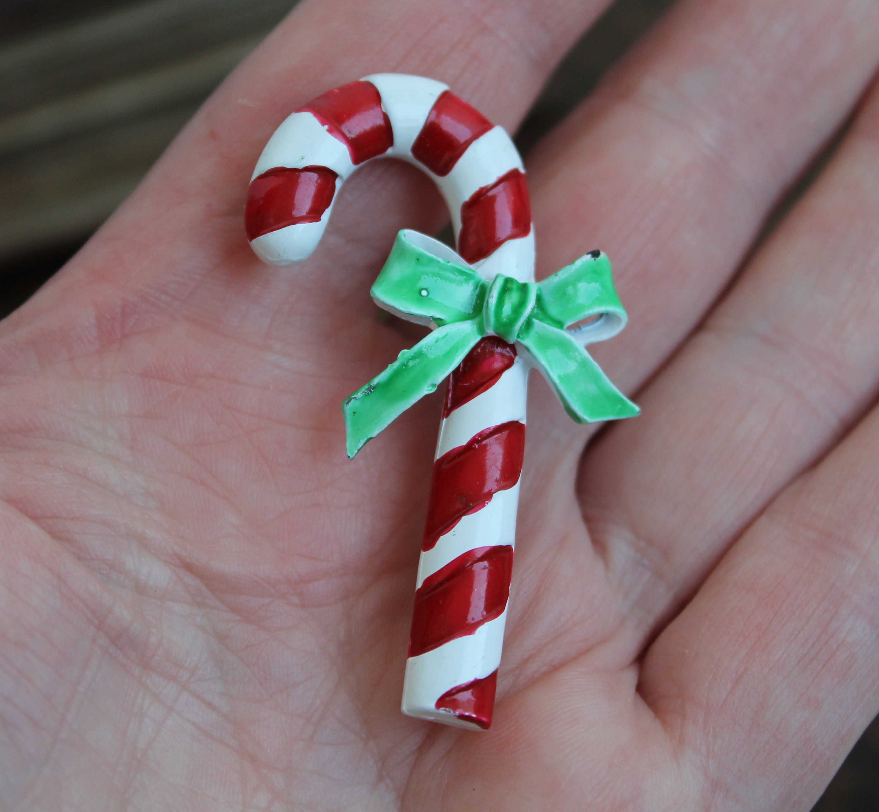 Vintage Enameled Candy Cane Pin Christmas Gerrys Brooch Holiday Jewelry ...