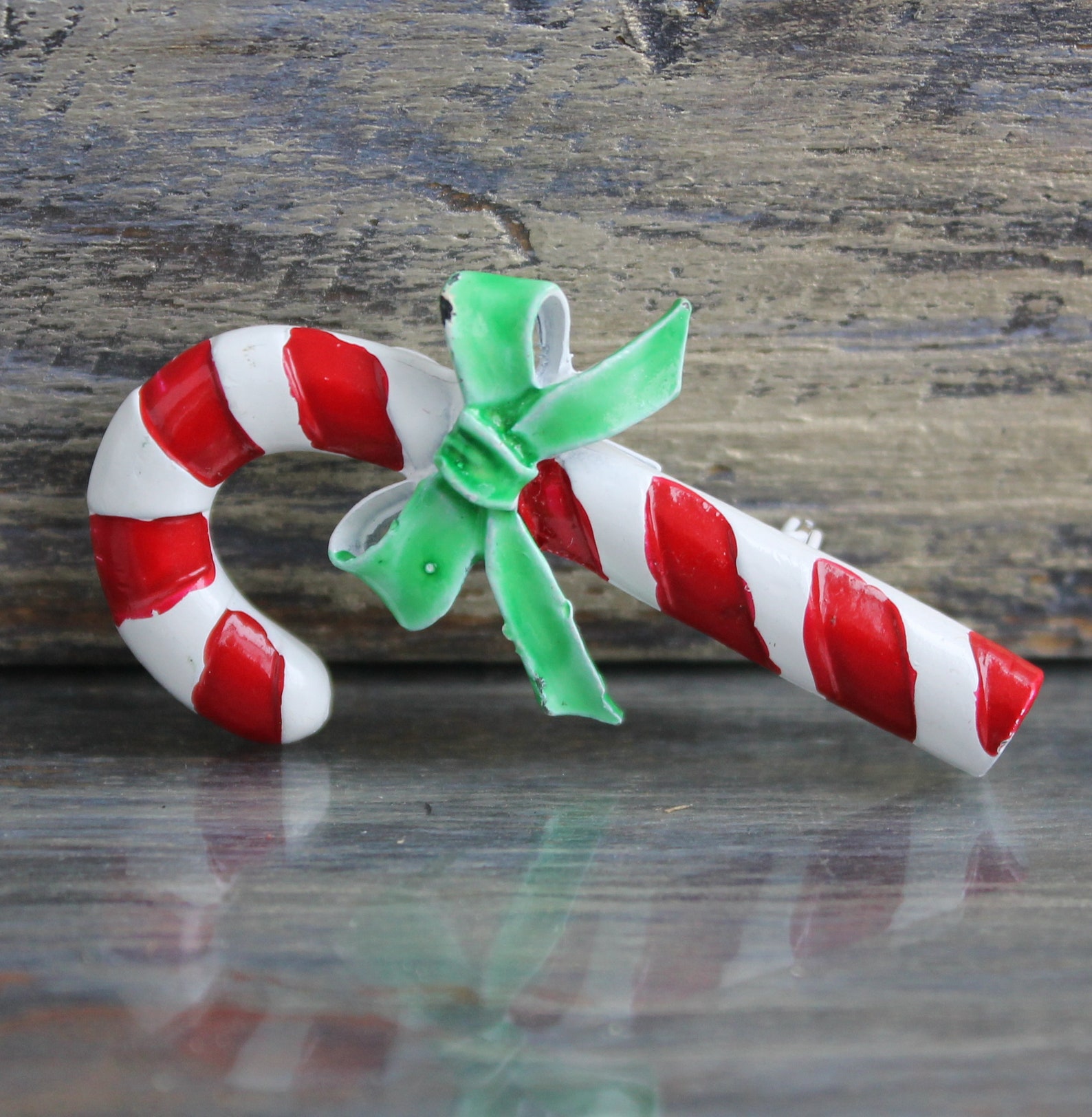 Vintage Enameled Candy Cane Pin Christmas Gerrys Brooch Holiday Jewelry ...