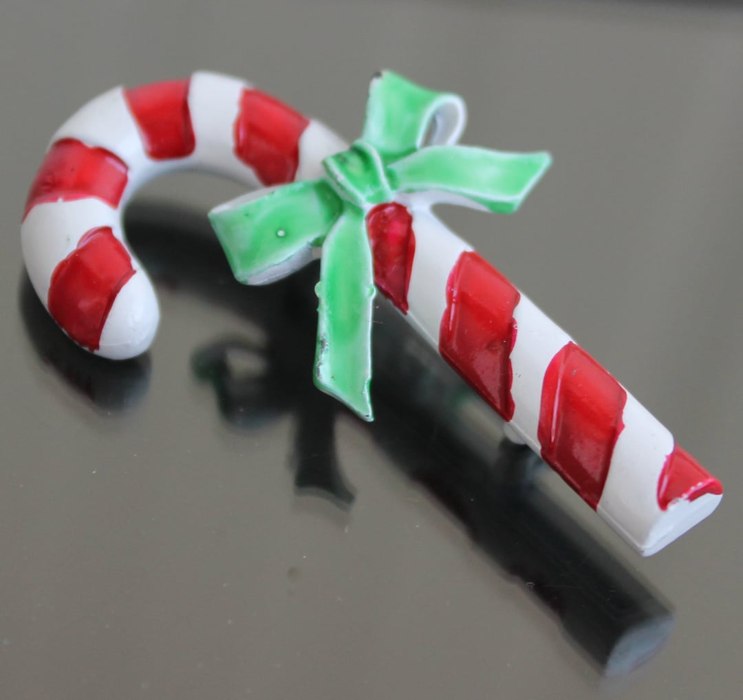 Vintage Enameled Candy Cane Pin Christmas Gerrys Brooch Holiday Jewelry ...
