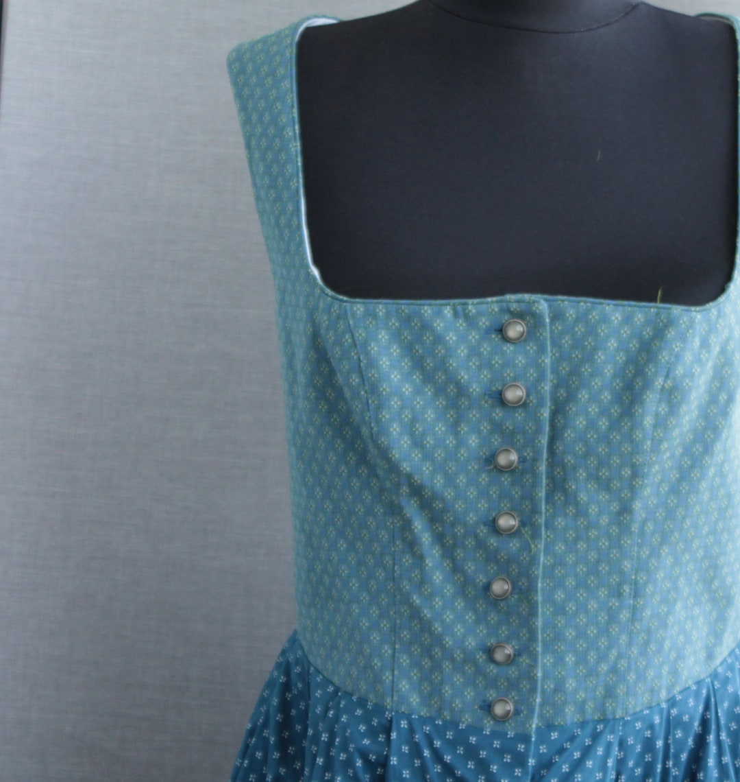 Vintage Blue Dirndl Dress Austrian Size L Cottagecore Clothing Summer ...