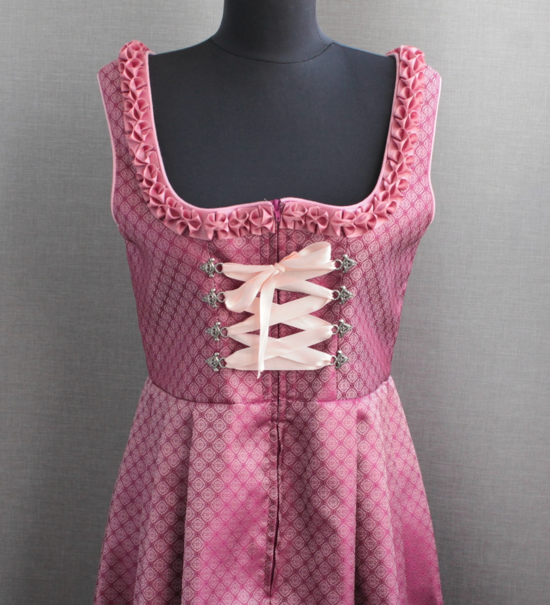Vintage Durk Pink Dirndl Dress Austrian Size L Cottagecore Clothing ...