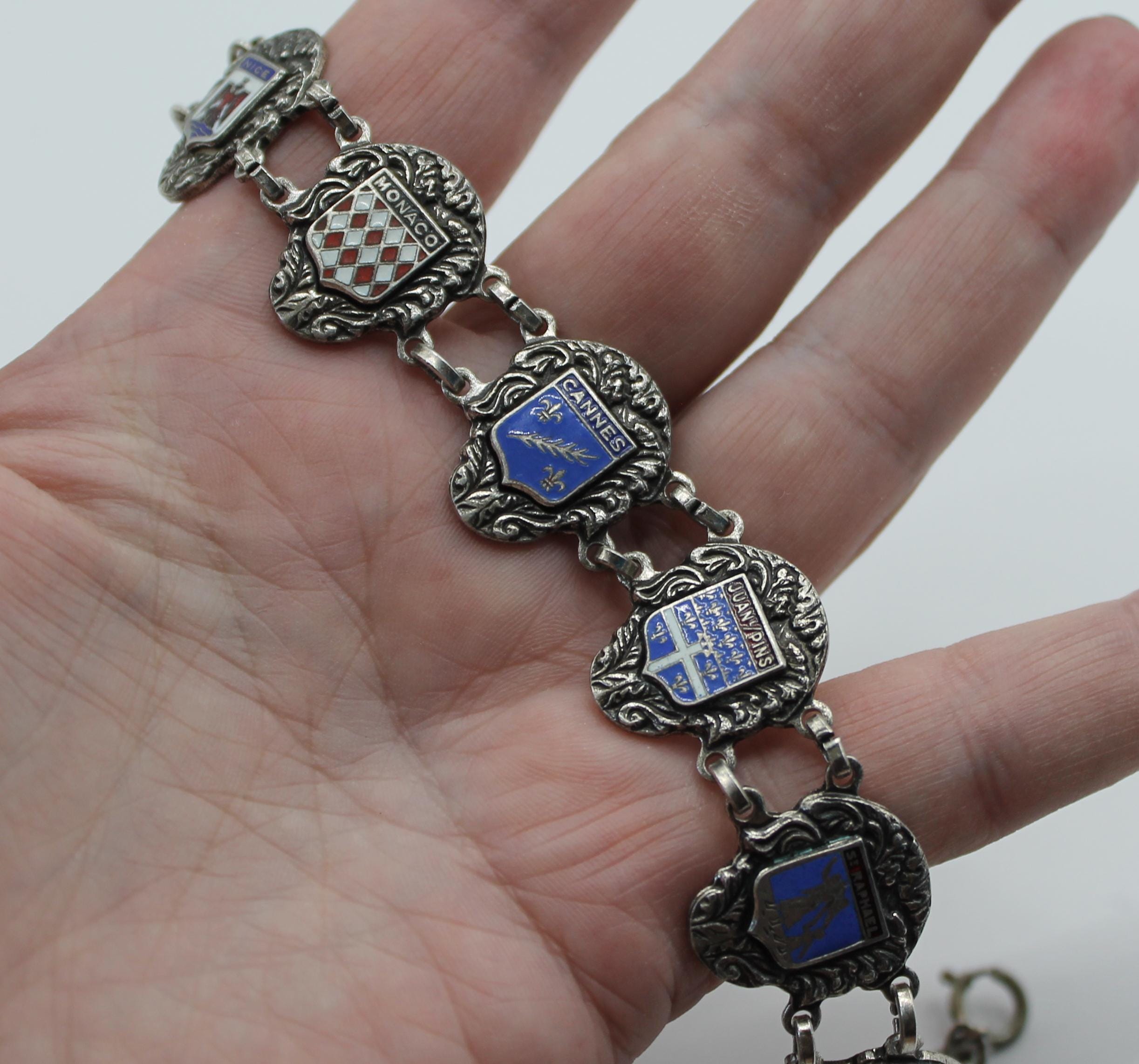 Vintage French AA Lyon Coat of Arms Bracelet Silver Tone Enamel ...