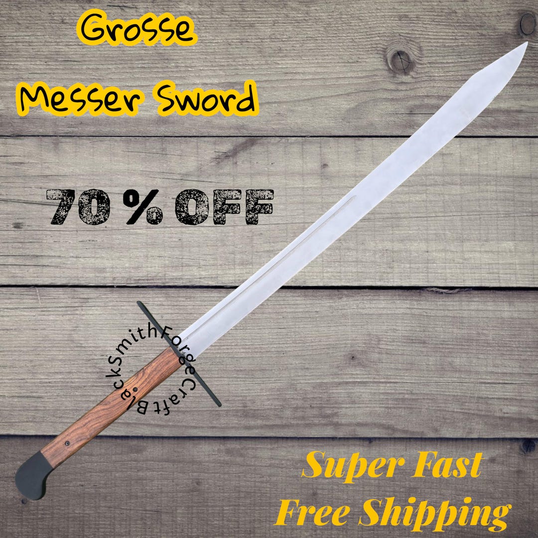 Handcrafted Grosse Messer Sword Replica: Full Tang Steel, 37 Inch - Etsy