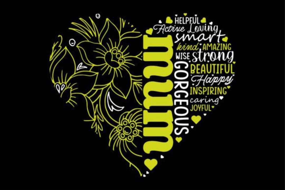 Mothers Day Mum Yellow Heart Svg, Png - Etsy