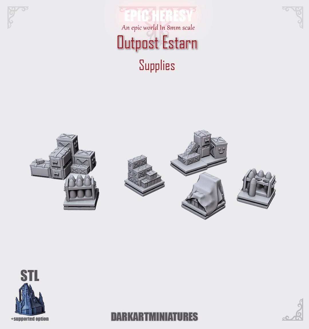 Supplies | Outpost Estarn | Dark Art Miniatures | 8mm Scale - Etsy
