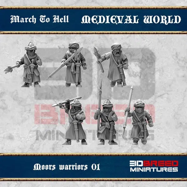 Moors Warriors | Medieval World | 3D Breed Miniatures | 15mm Scale - Etsy