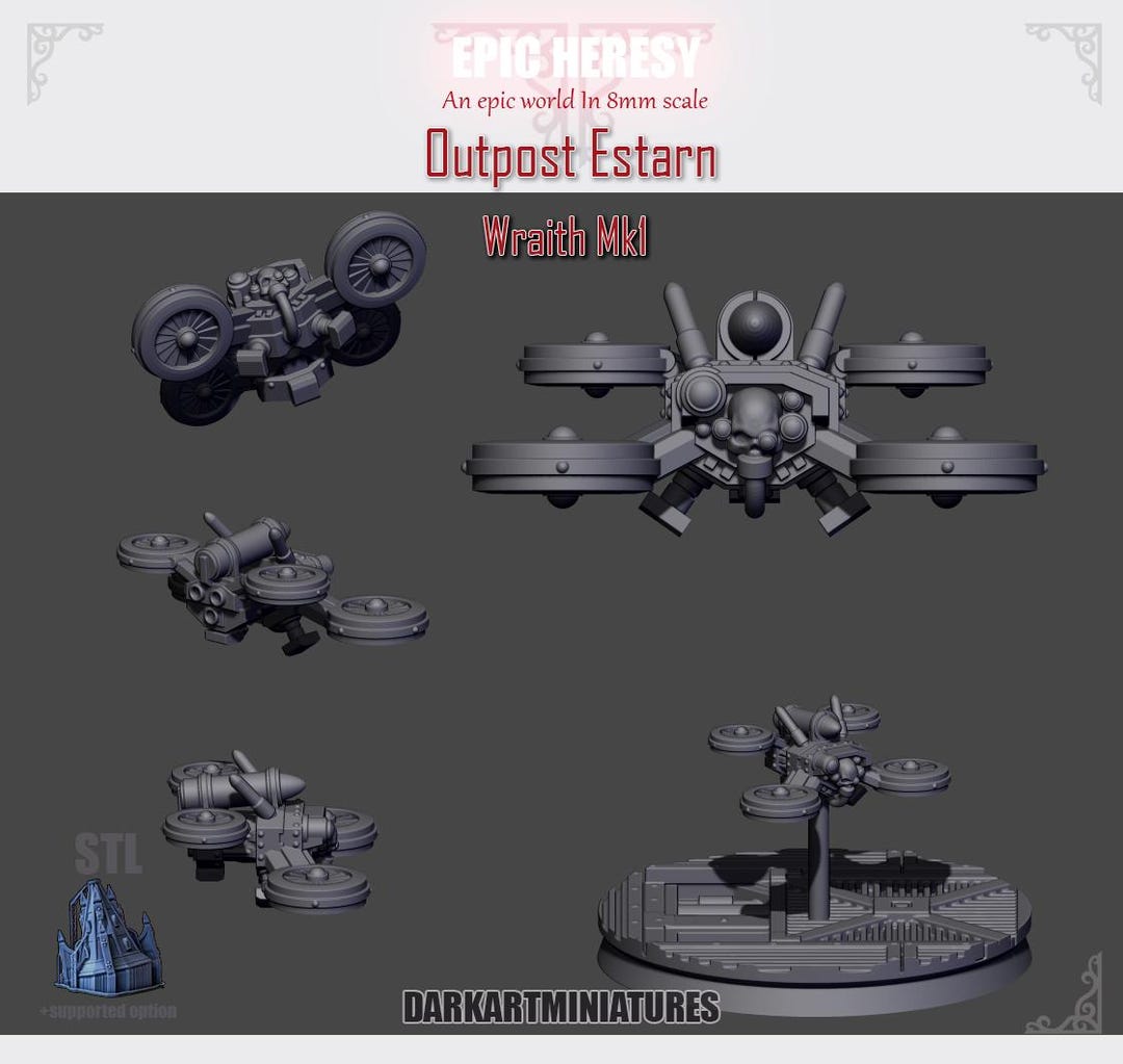 Wraith Mk1 Drone (x12) | Outpost Estarn | Dark Art Miniatures | 8mm ...