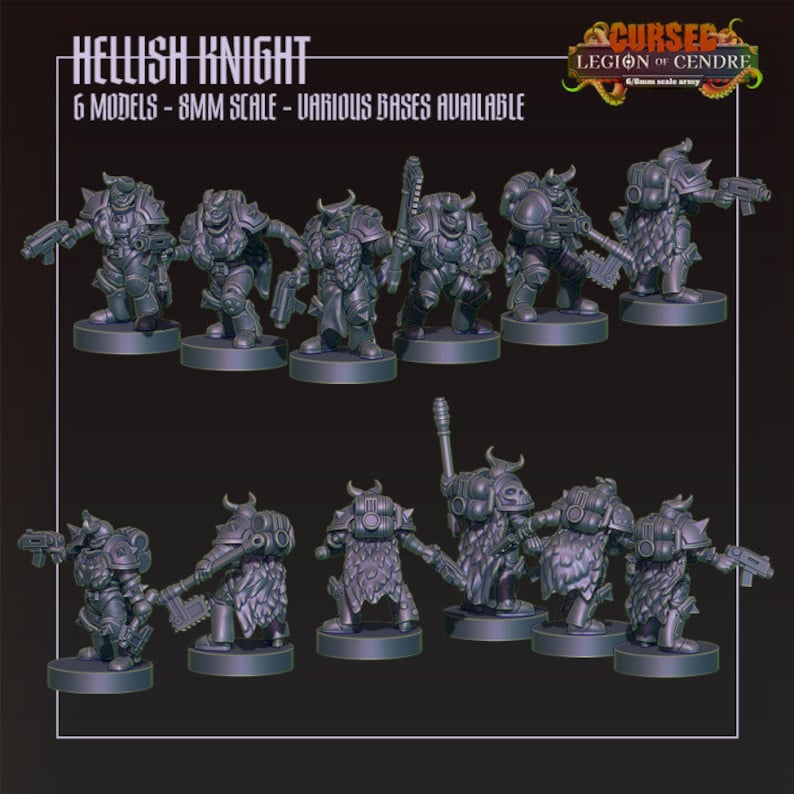 Hellish Knights (x48) | Chaos | Cursed Legion of Cendre | Li/8mm Scale ...