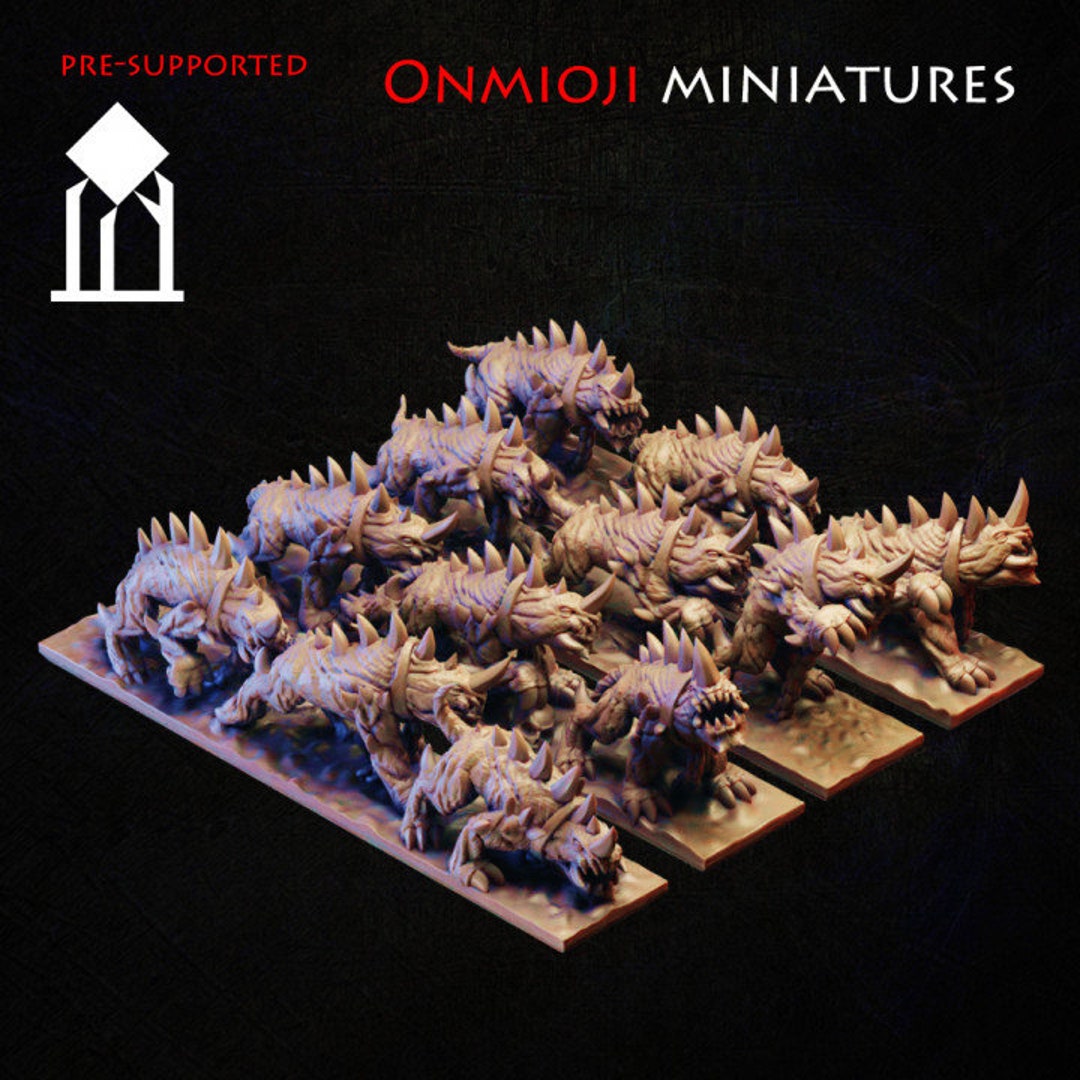 Hell Hounds | Chaos | Onmioji Miniatures | 10mm - Etsy
