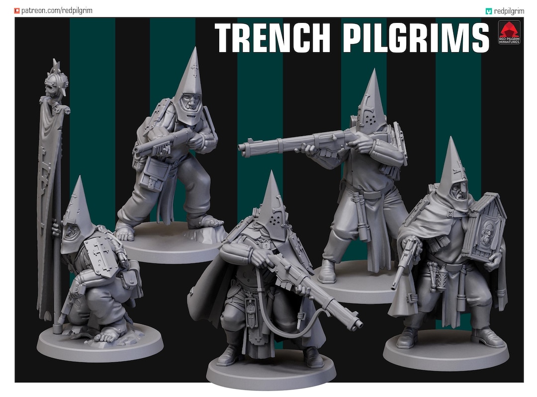 Trench Pilgrims (x5) | 32mm Scale | Red Pilgrim Miniatures - Etsy Australia