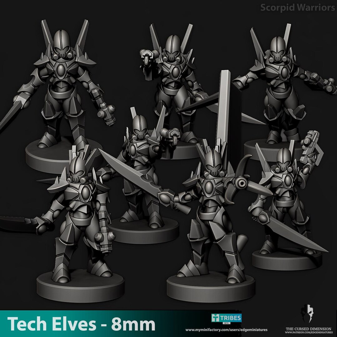 Scorpid Warriors (x30) | Tech Elves | Edge Miniatures | 8mm Scale - Etsy