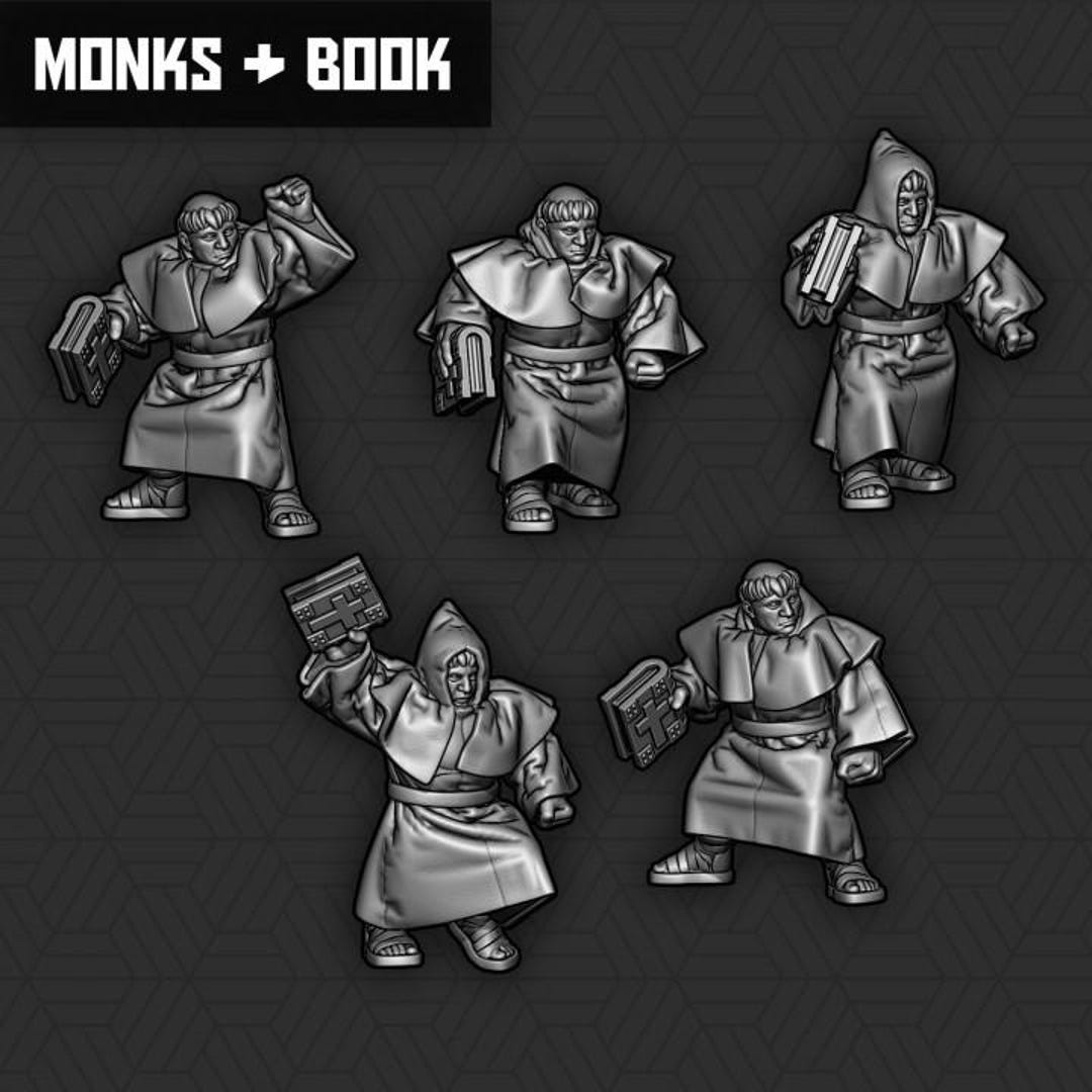 Monks With Books (x10) | SMOL Miniatures | 15mm Scale - Etsy