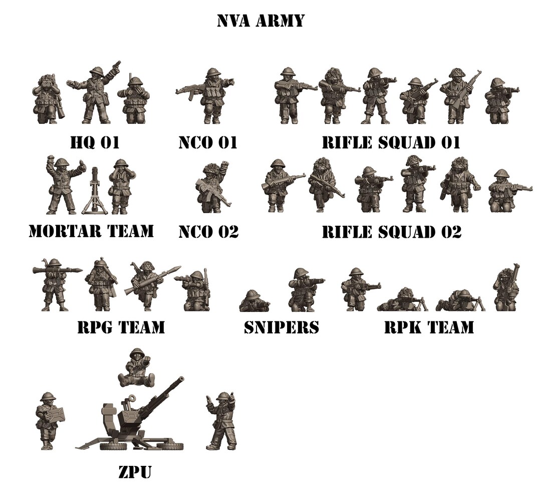 North Vietnamese Army (NVA) | Vietnam | 3dbreed Miniatures | 15mm Scale ...