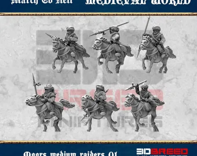 Moors Medium Riders Medieval World 3D Breed Miniatures 15mm Scale TGM-7 ...