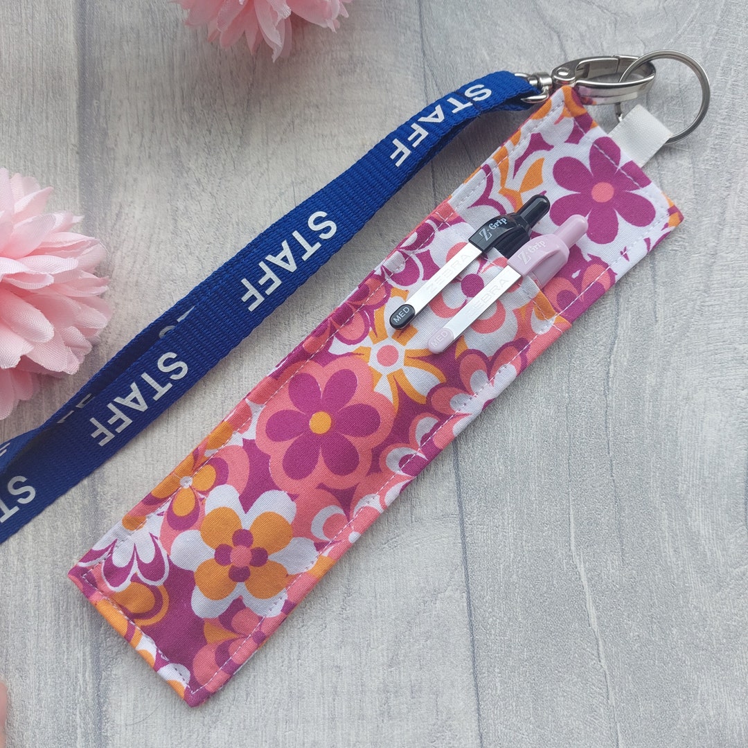 Retro Floral Fabric Pen Holder for Lanyards Holds 1 or 2 Pens or ...