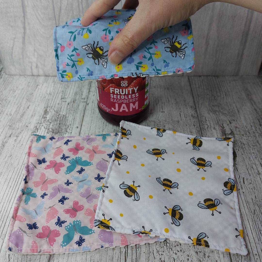 Fabric Jar and Bottle Gripper Opener, Bee or Butterflies Jar Opener ...