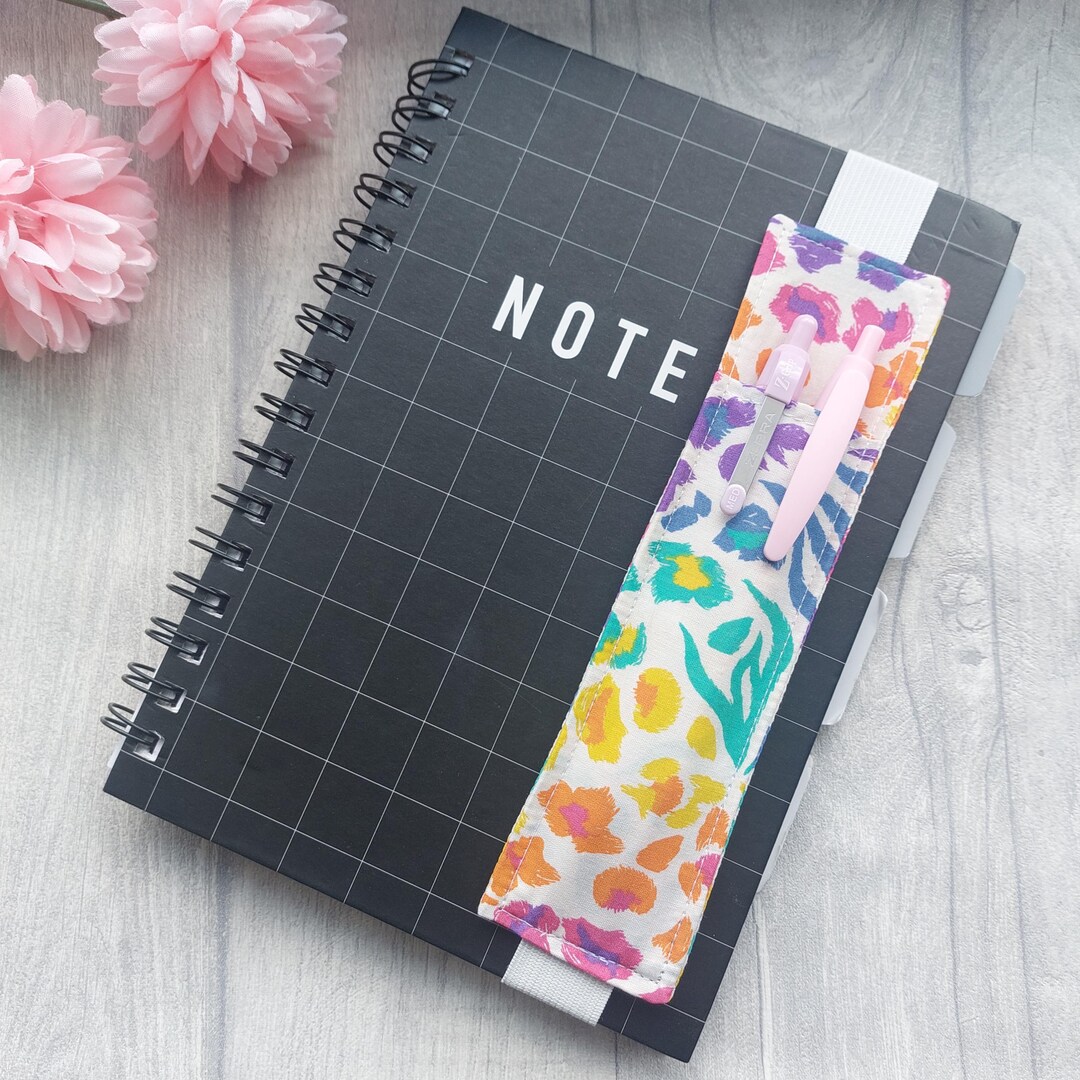 Rainbow Animal Print Fabric Pen Holder Bookmark - A5 Journal or ...