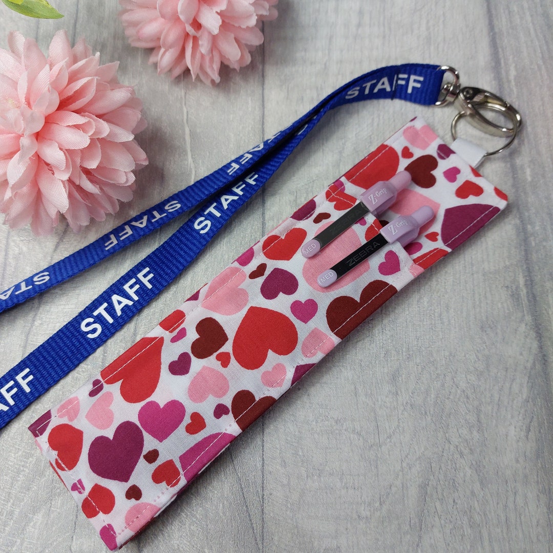 Heart Fabric Pen Holder for Lanyards - Holds 1 or 2 Pens or Pencils ...