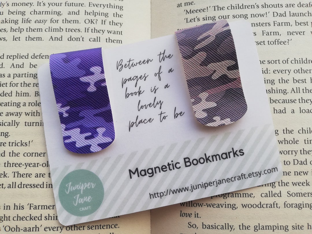 Camouflage Magnetic Bookmark Set - Army Themed Faux Leather Bookmarks ...