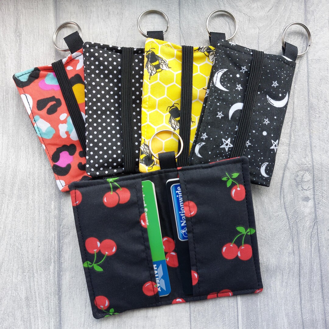KEYRING Fabric Card Holder Wallet. Can Attach to Keys, Lanyard or Bag ...