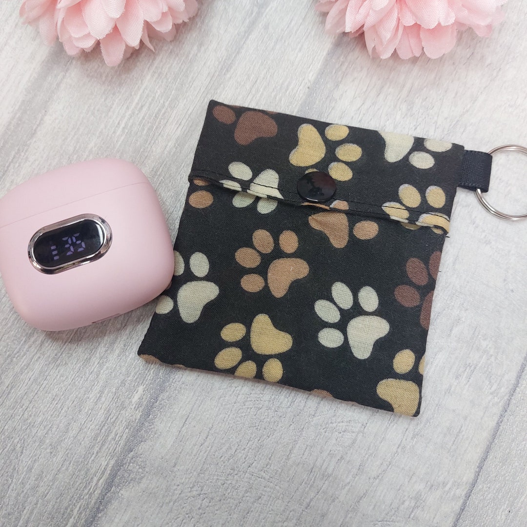 Paw Print Square Pouch - Headphone Pouch Keychain - Wireless Ear Bud ...