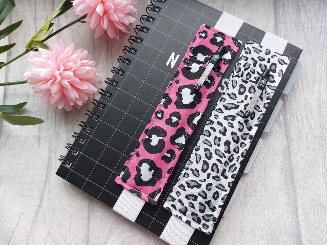 Animal Print Fabric Pen Holder Elasticated Bookmark for A5 Sized ...