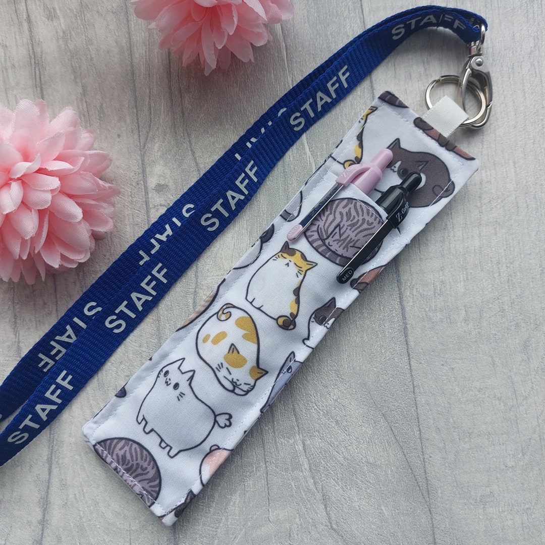 Cute Cats Fabric Pen Holder for Lanyards Holds 1 or 2 Pens or Pencils ...