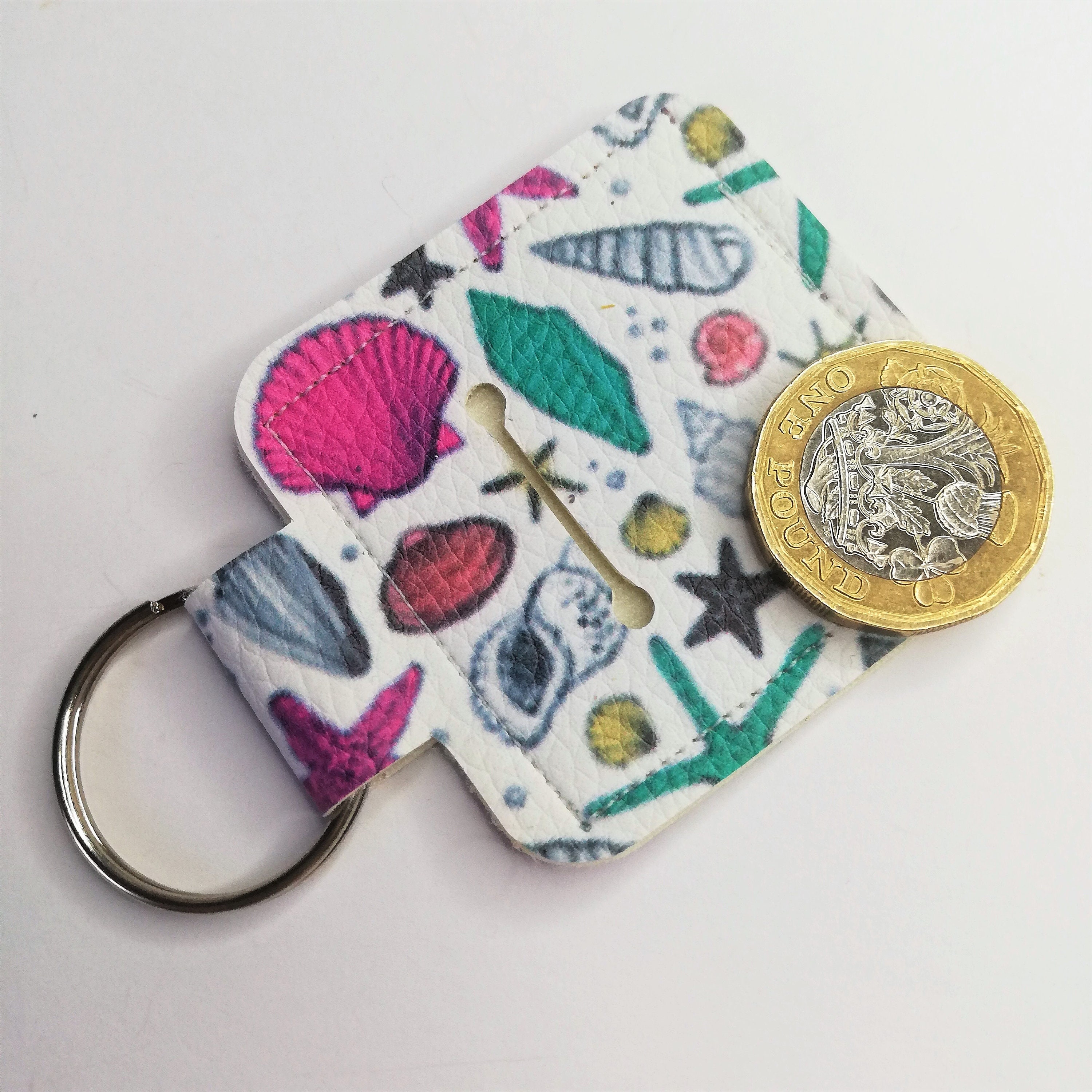 Shell Coin Holder Keyring Pound Coin Faux Leather Keyring - Etsy UK