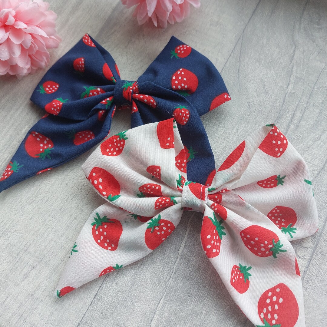 Strawberry Hair Bow - Handmade Fabric Hair Bow Attached to Clip ...