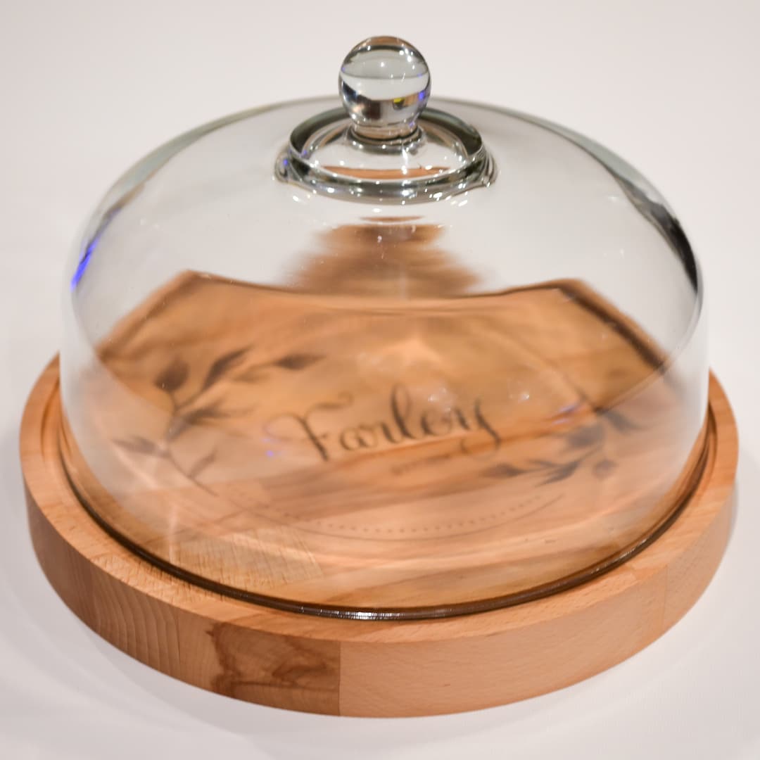Beech Wood Cake Stand With Glass Dome: Personalized Cutting Board - Etsy