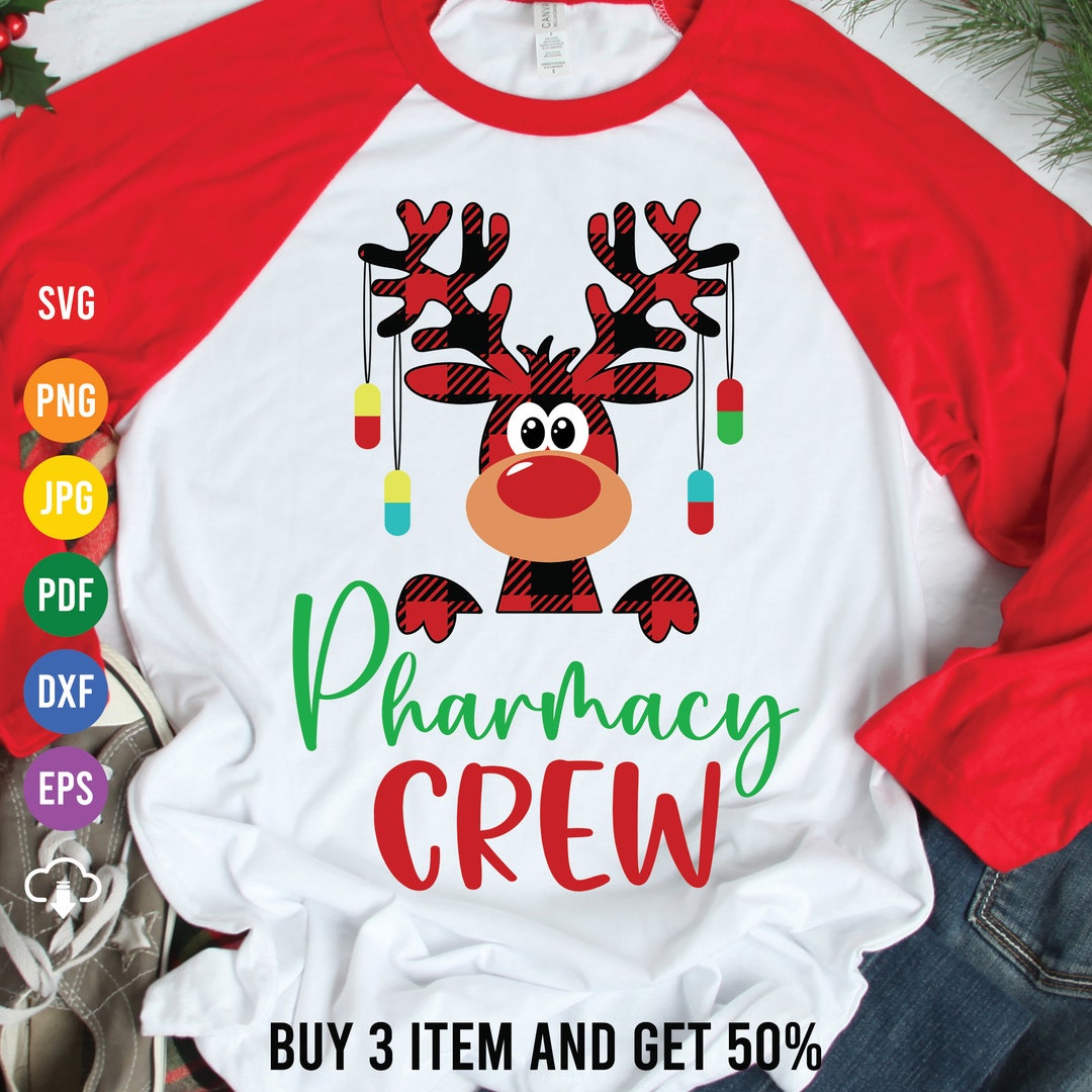 Christmas Pharmacy Crew Svg, Christmas Buffalo Plaid Moose, Pharmacy ...