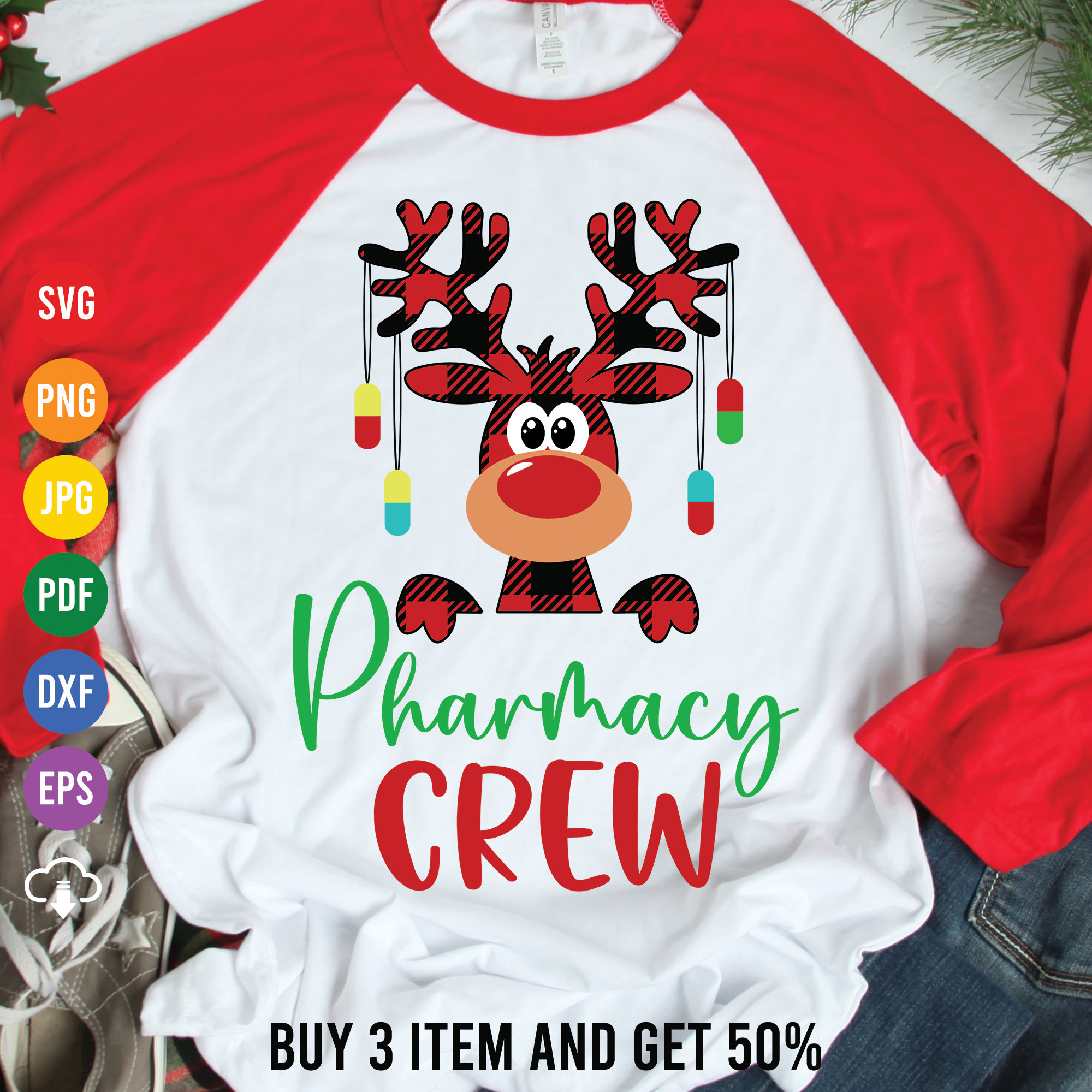 Christmas Pharmacy Crew Svg, Christmas Buffalo Plaid Moose, Pharmacy ...