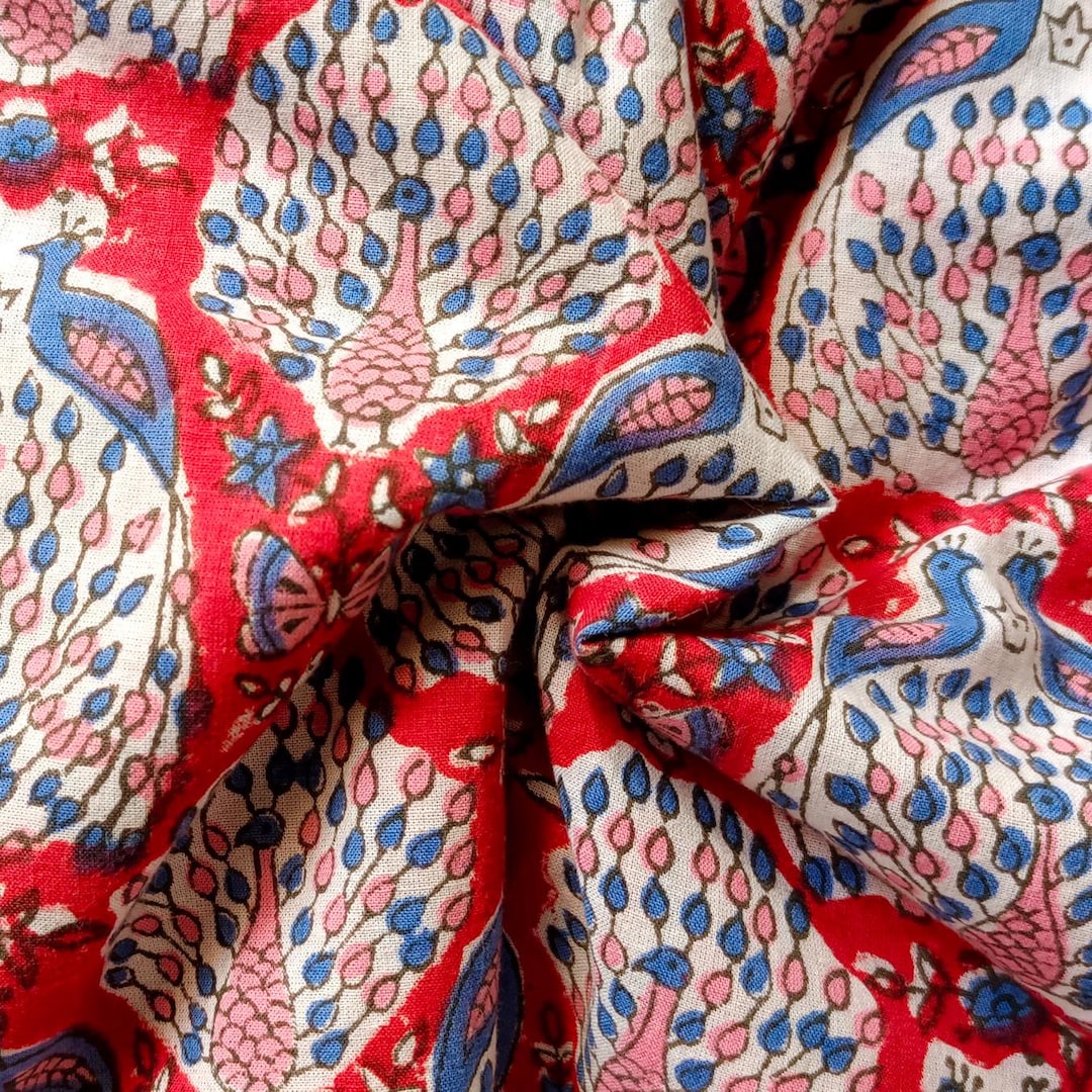 Indian Hand Print Cotton Fabric, Floral Quilting Fabric, Exclusive ...