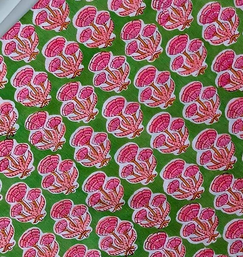 Indian Hand Block Print Cotton Fabric, Loose Cotton Fabric, 100% Cotton ...
