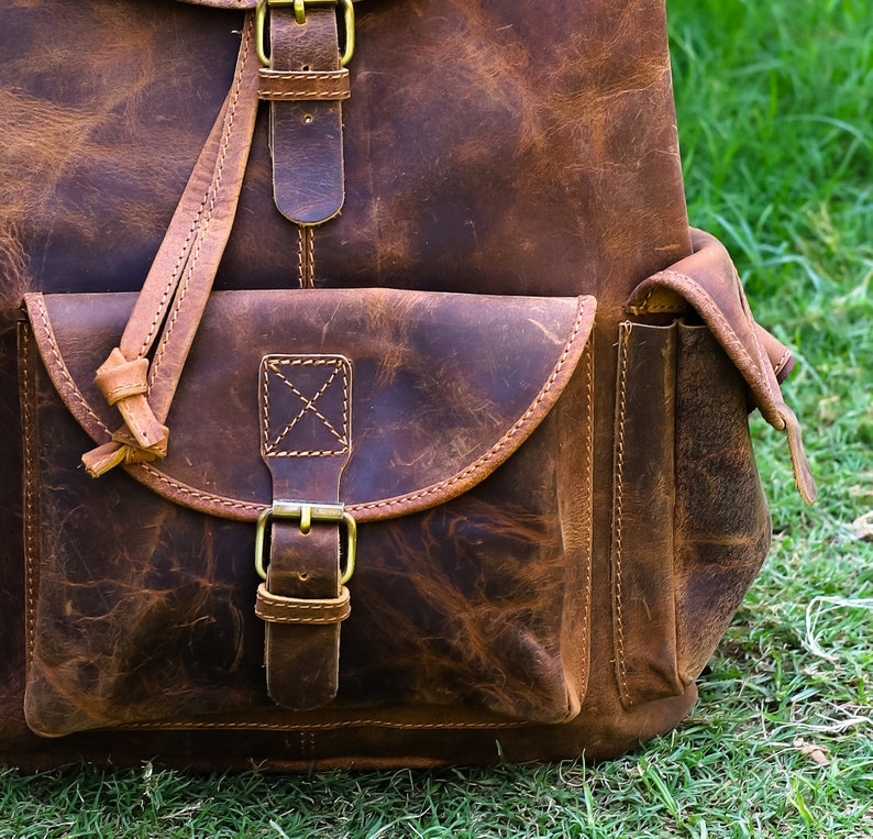Handcrafted Top Grain Leather Backpack-brown Travel Bagpack-high ...