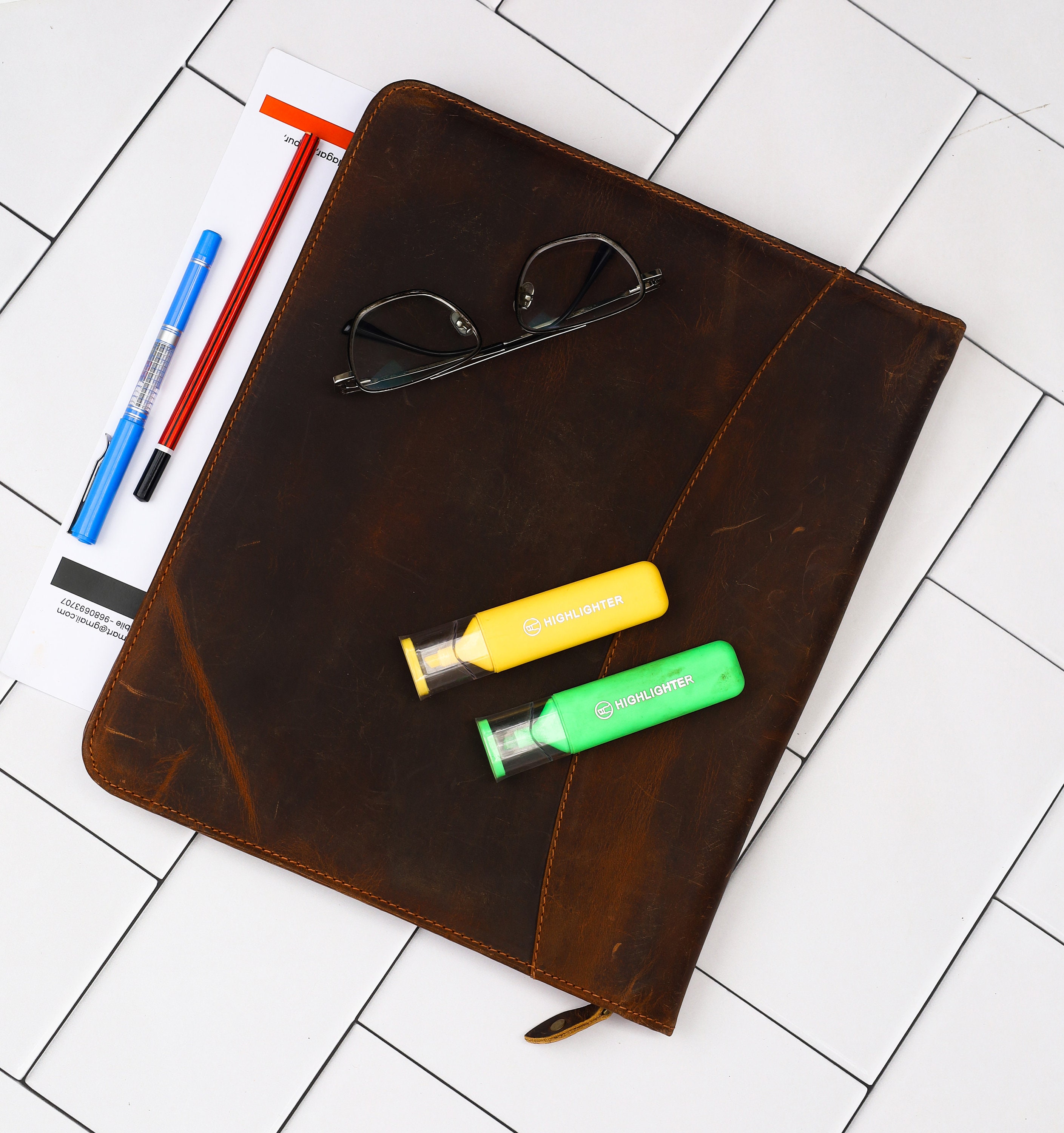 Leather Paper Case File Organizer | Personalized Paper Portfolio, A4 ...