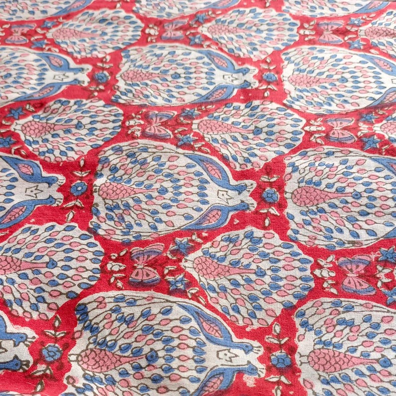 Indian Hand Print Cotton Fabric, Floral Quilting Fabric, Exclusive ...