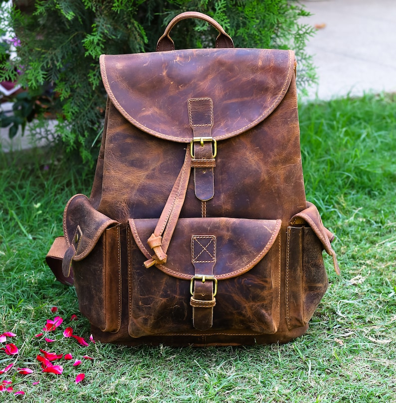 Handcrafted Top Grain Leather Backpack-brown Travel Bagpack-high ...