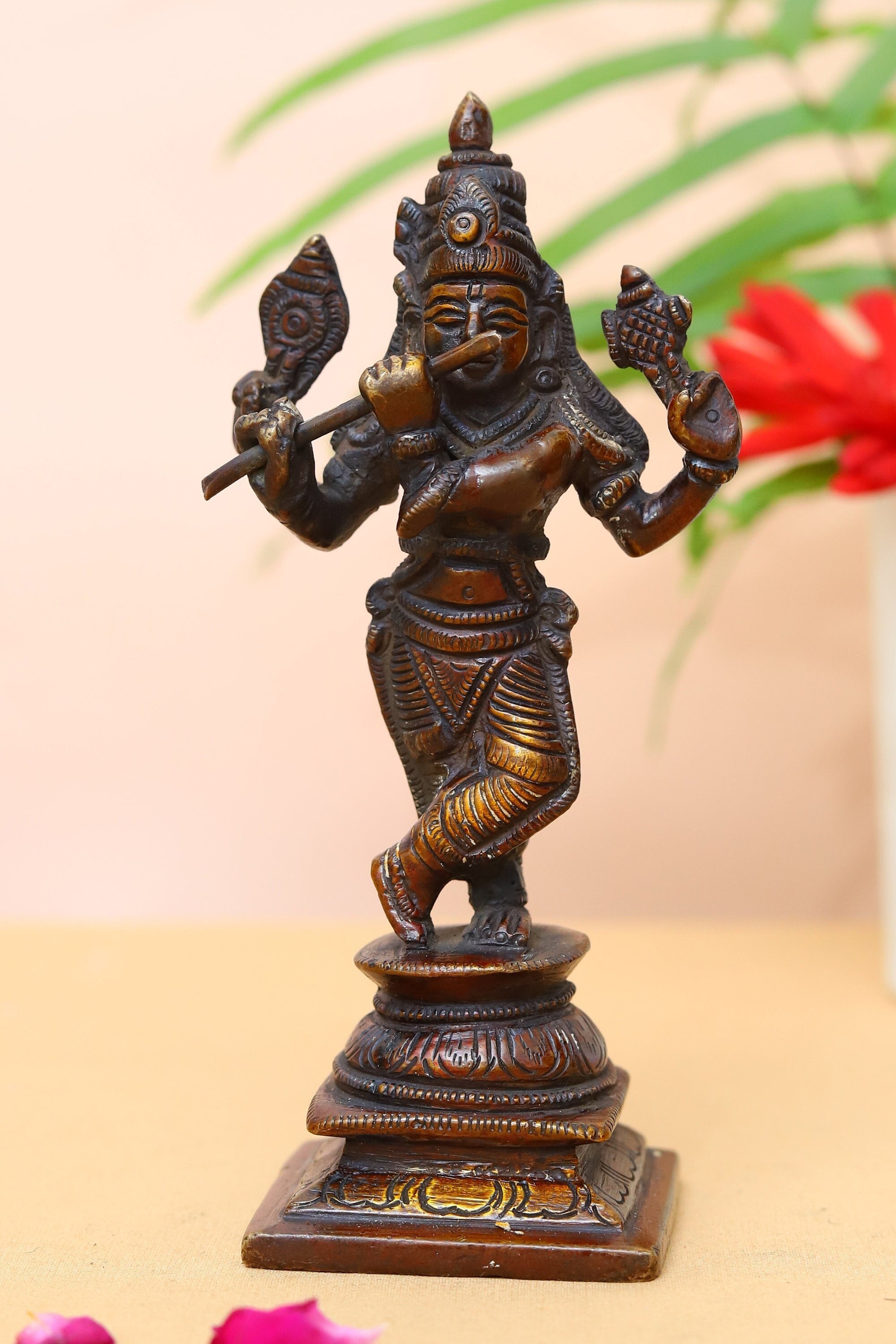 Lord Krishna Statue 14 CM Small Krishna in Brass Krishna - Etsy
