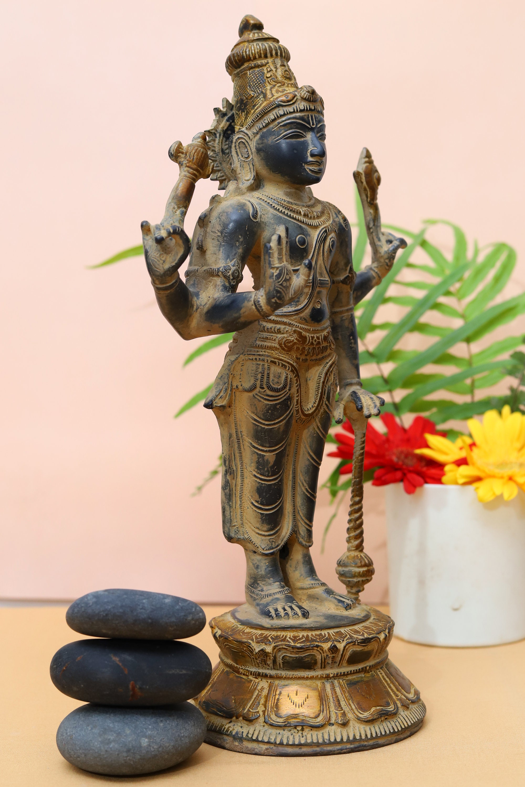 Brass Vishnu Statue Vishnu Statue 30 Cm Large Size Lord - Etsy