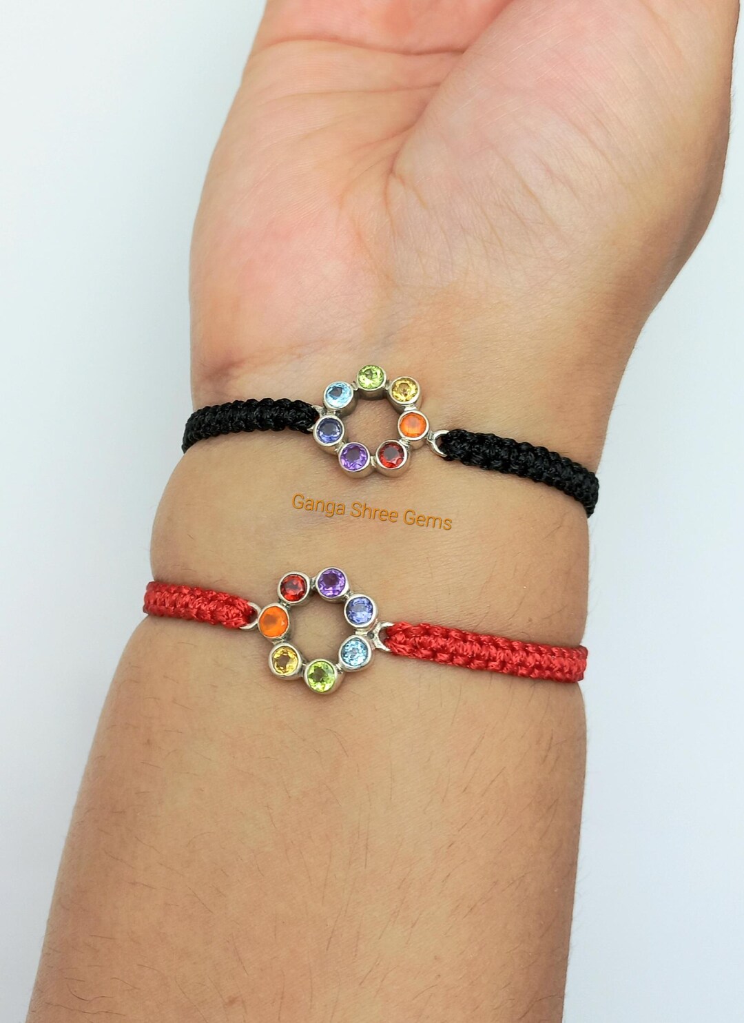 7 Chakra Bracelet , Chakra Bracelet , Silver Chakra Bracelet , 92.5 ...