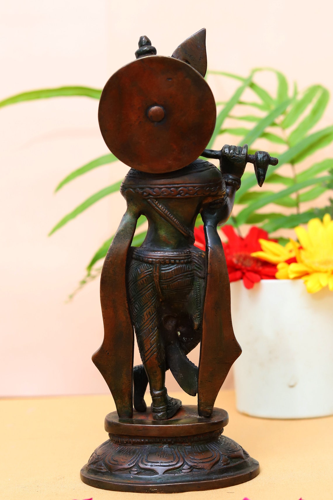 Lord Krishna Statue, 24CM Krishna in Brass, Krishan Figurine, Hindu God ...