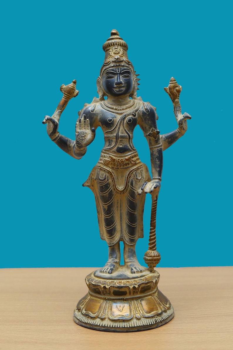 Brass Vishnu Statue Vishnu Statue 30 Cm Large Size Lord - Etsy