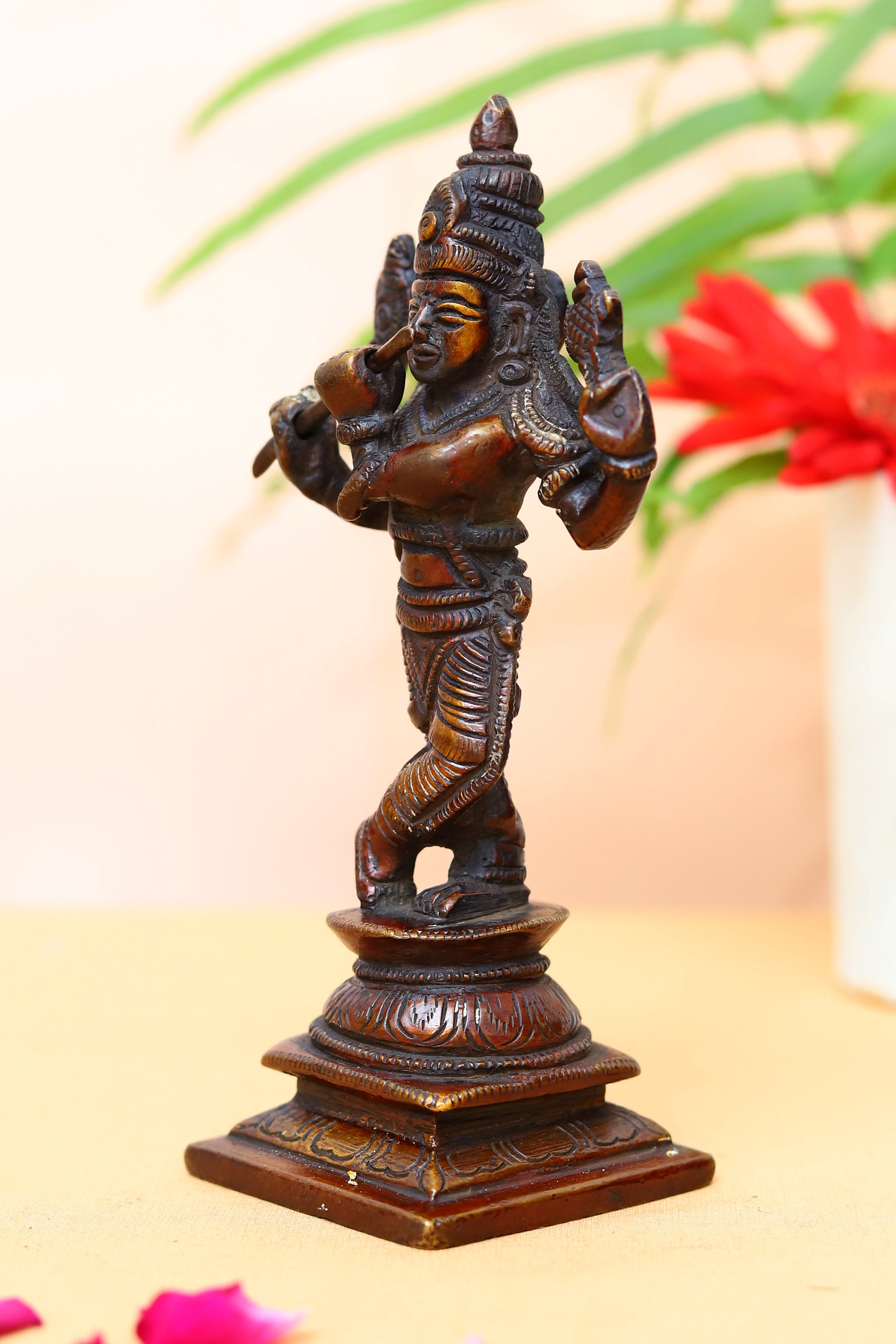 Lord Krishna Statue 14 CM Small Krishna in Brass Krishna - Etsy