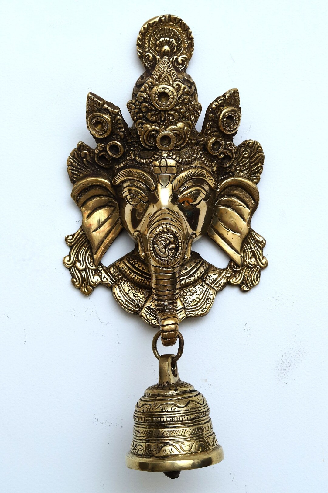 Wall Hanging Ganesh , Ethnic Brass Ganesha Wall Decor With Bell, Wall ...
