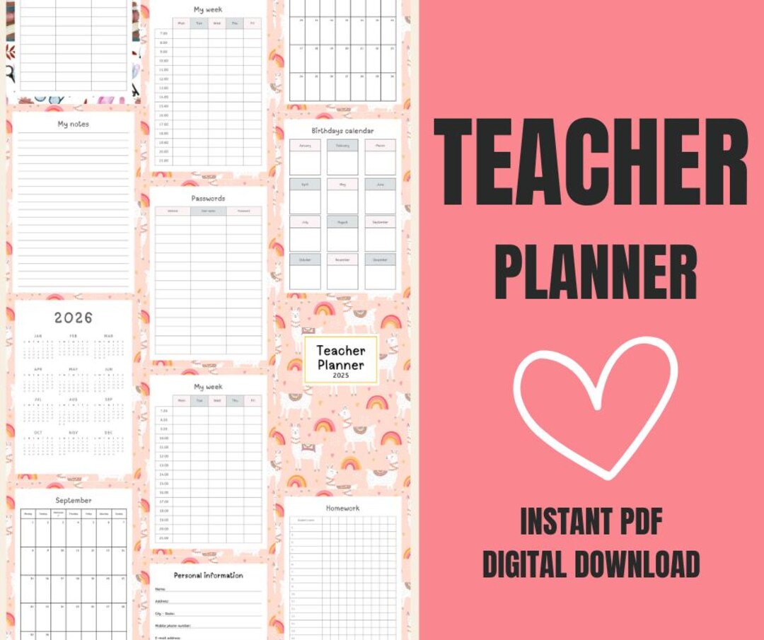 Llama Teacher Planner 2025 | Printable Digital Planner for Teachers ...