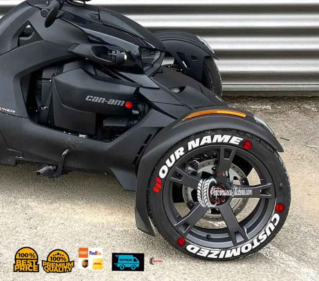 CUSTOMIZED Tire Lettering Permanent Stickers Your Name Spyder Can-am ...