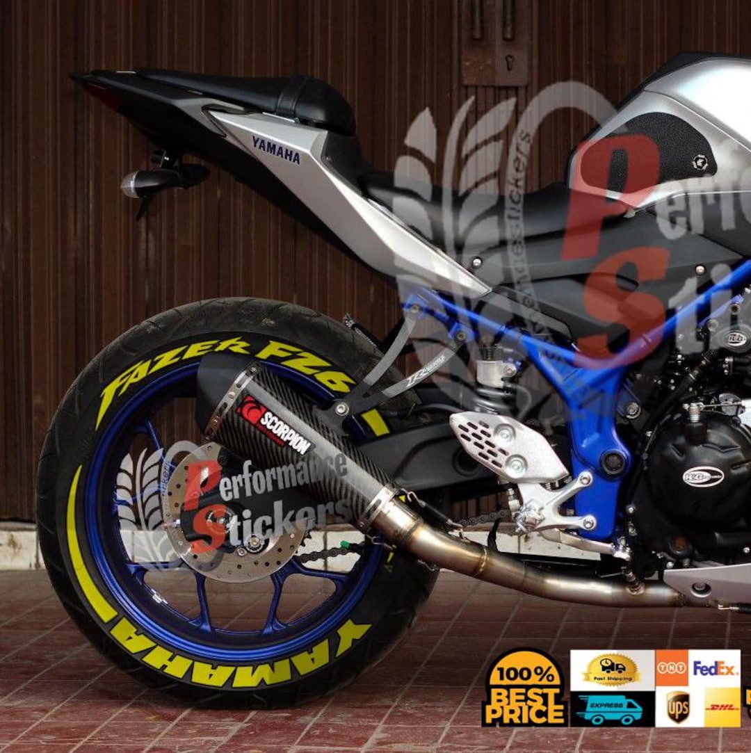 Motorcycle Tire Lettering FAZER FZ6 Tyre Lettering Permanent Stickers ...